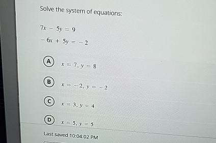 Solved Solve the system of | Chegg.com