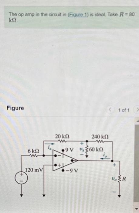 Solved The op amp in the circuit in (Figure 1) is ideal. | Chegg.com
