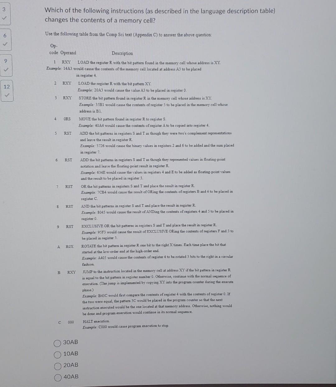 Solved Which of the following instructions (as described in | Chegg.com