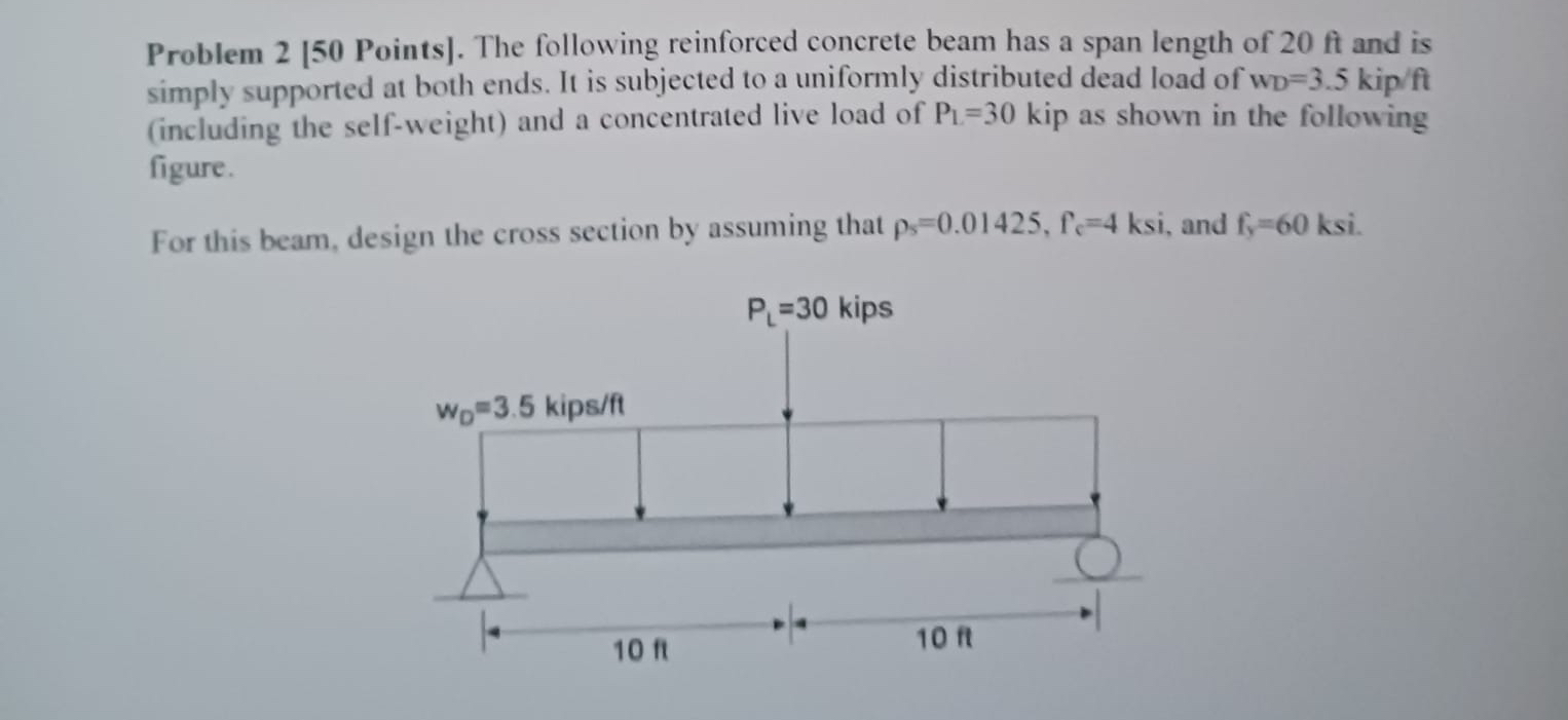 Solved Problem 2 [50 ﻿Points]. ﻿The following reinforced | Chegg.com