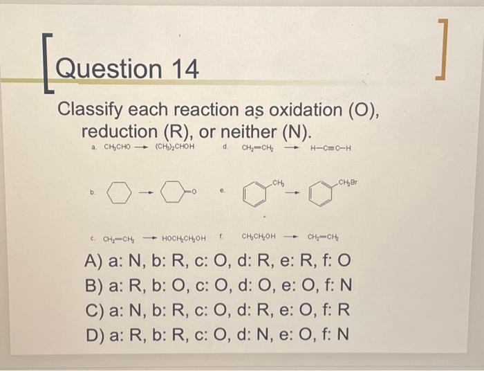 Solved Classify each reaction as oxidation (O), reduction | Chegg.com