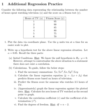 Solved 1 ﻿Additional Regression PracticeConsider the | Chegg.com