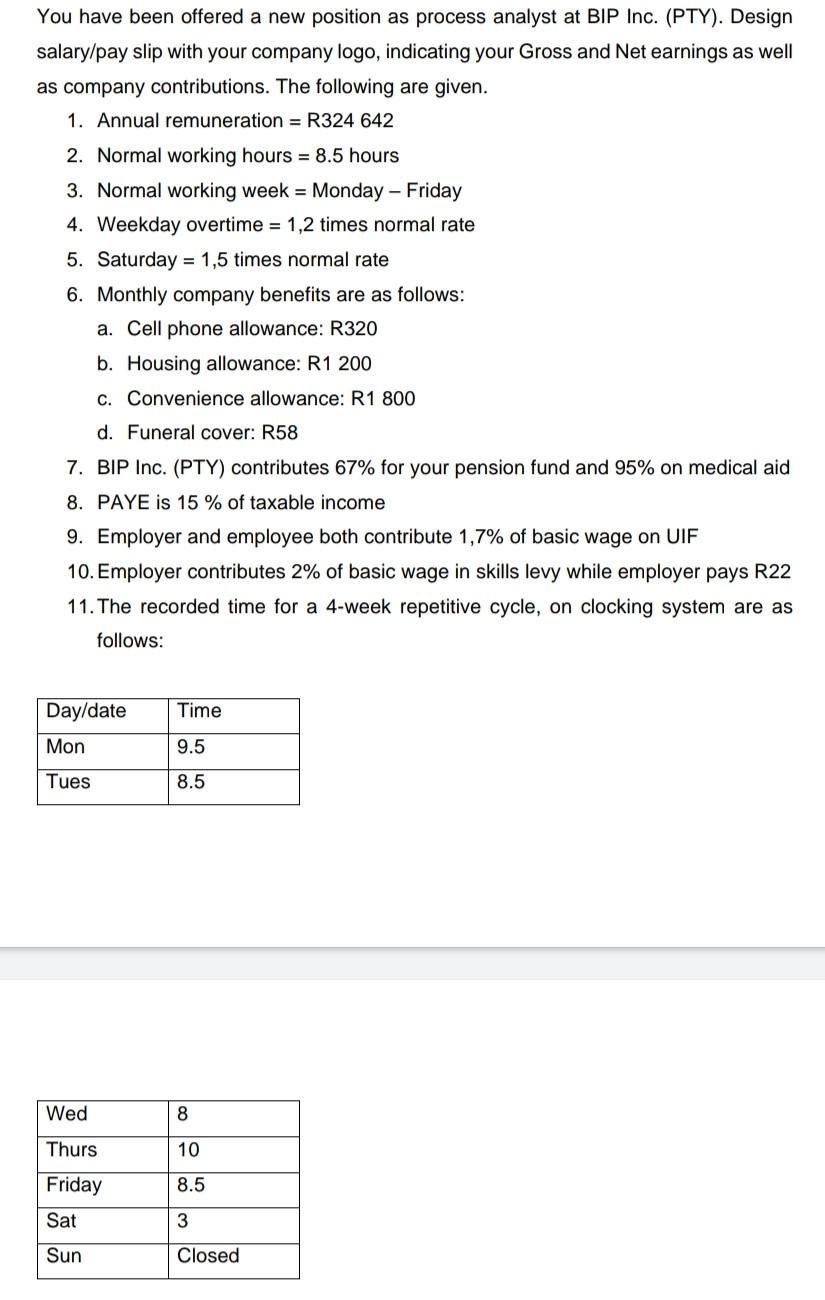 Solved You have been offered a new position as process | Chegg.com