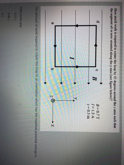 Solved How much work is required to rotate the loop by 45 | Chegg.com