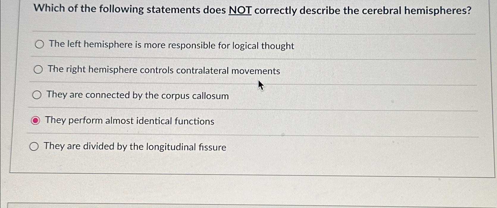 Solved Which of the following statements does NOT correctly | Chegg.com