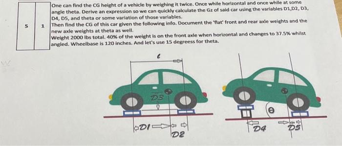 Solved One can find the CG height of a vehicle by weighing | Chegg.com
