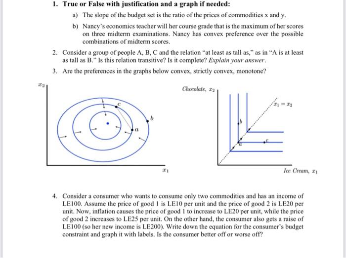 1. True or False with justification and a graph if | Chegg.com