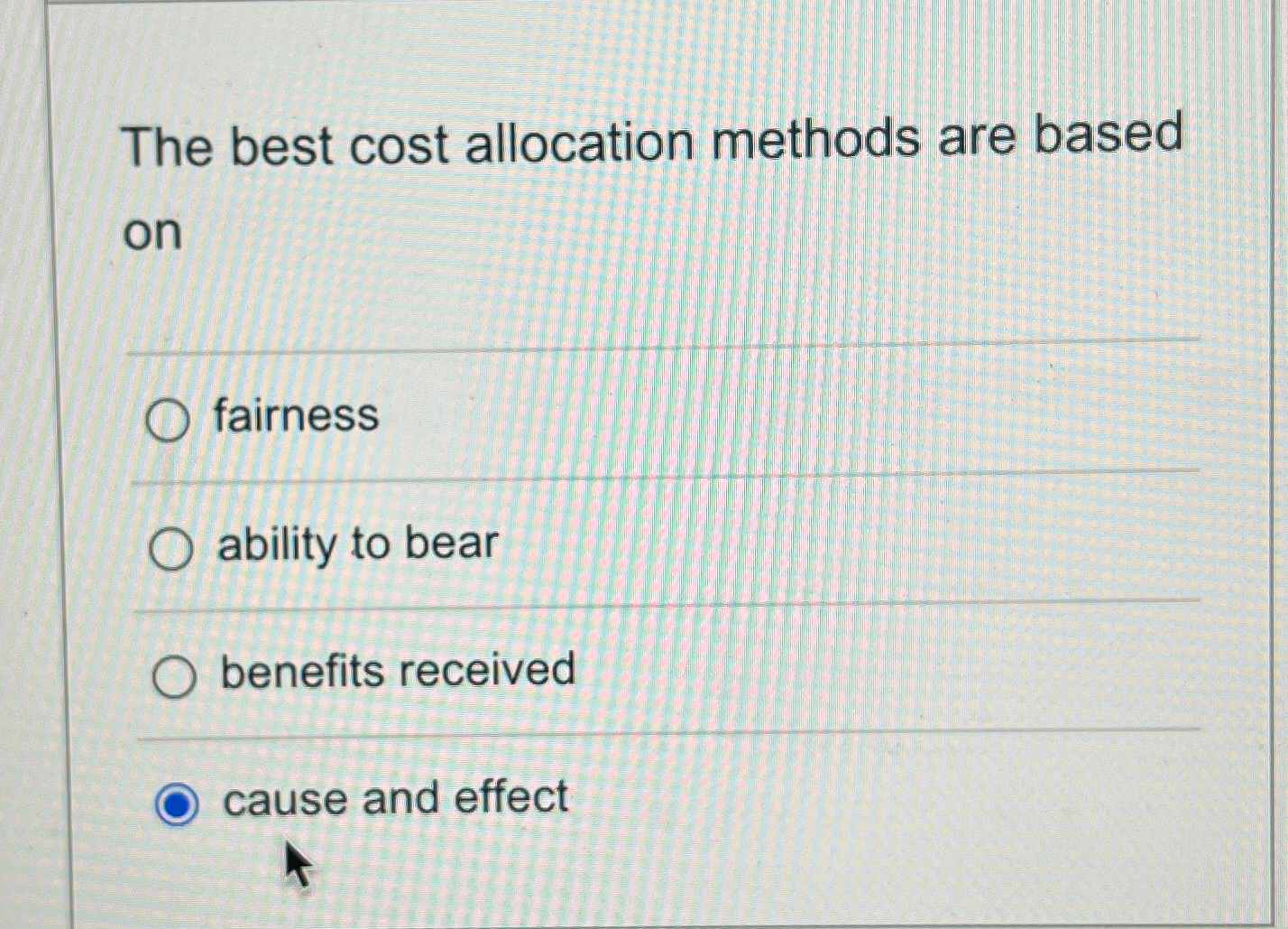 Solved The best cost allocation methods are based | Chegg.com