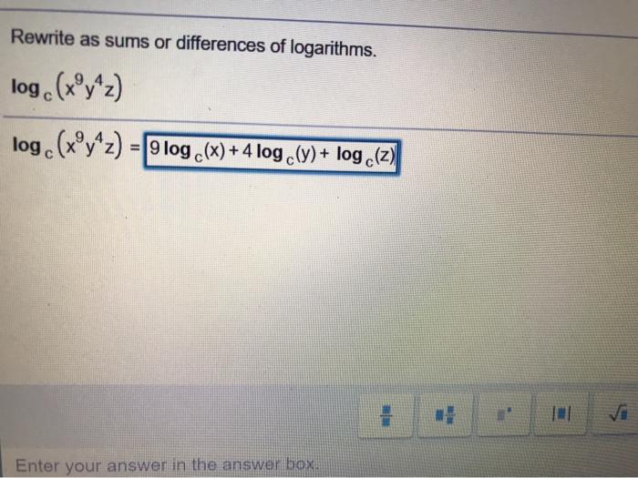 Solved Rewrite as sums or differences of logarithms. | Chegg.com