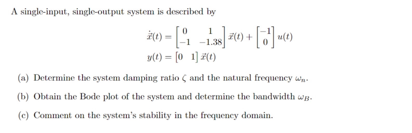 Solved A single-input, single-output system is described | Chegg.com