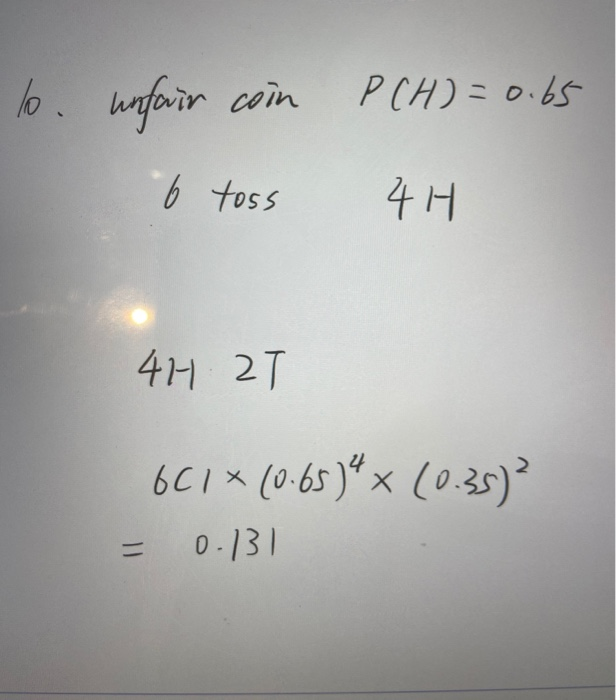 Solved 10. Suppose that a weighted coin comes up heads with | Chegg.com
