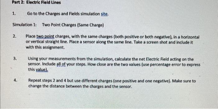 Solved 1. Go to the Charges and Fields simulation site. | Chegg.com