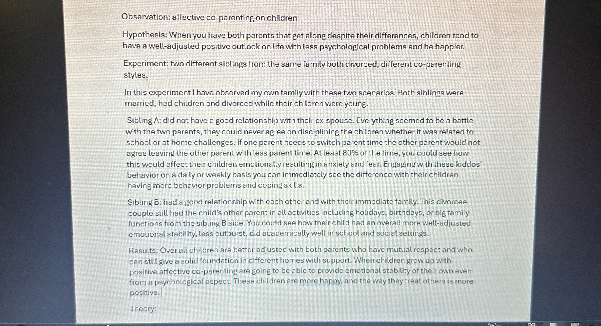 Solved Observation: affective co-parenting on | Chegg.com