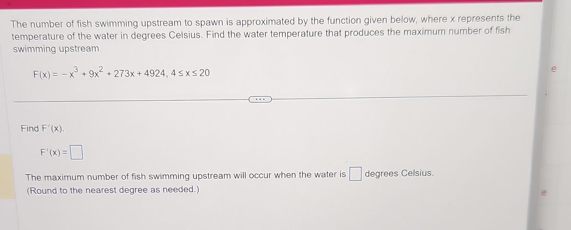 Solved The number of fish swimming upstream to spawn is | Chegg.com