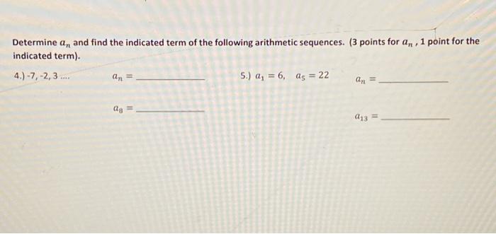 Solved Determine \\( a_{n} \\) and find the indicated term | Chegg.com