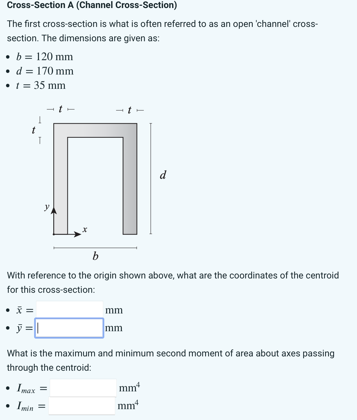 Solved Cross-Section A (Channel Cross-Section)The first | Chegg.com