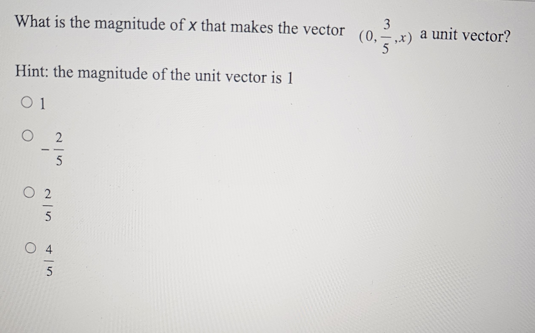 Solved What is the magnitude of x ﻿that makes the vector | Chegg.com