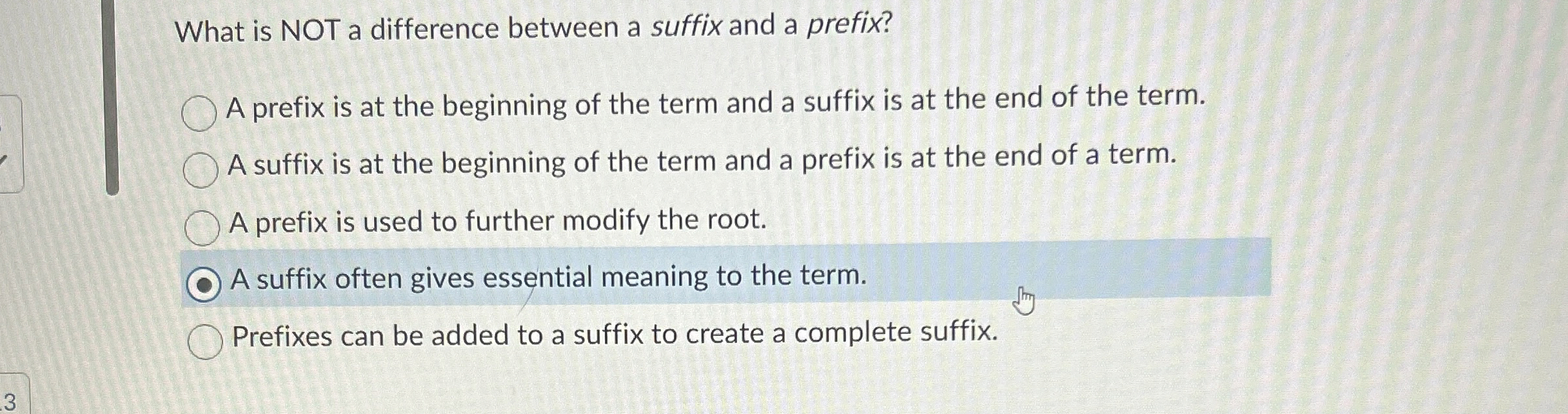 Solved What is NOT a difference between a suffix and a | Chegg.com