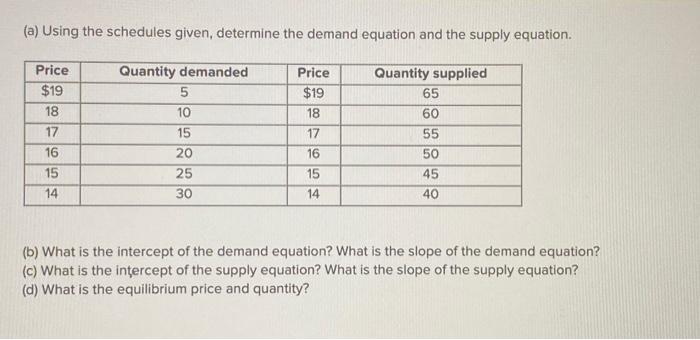 Solved (a) Using the schedules given, determine the demand | Chegg.com