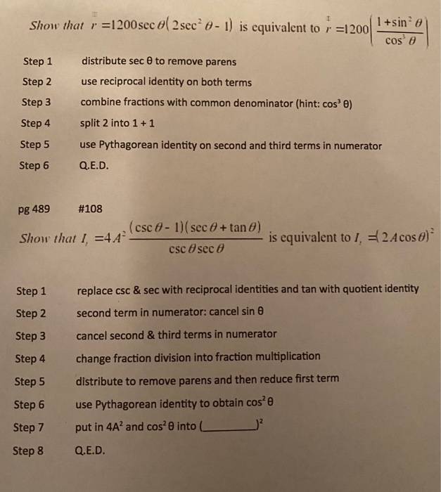 Solved Show that r=1200 sec ( 2 sec 0 - 1) is equivalent to | Chegg.com