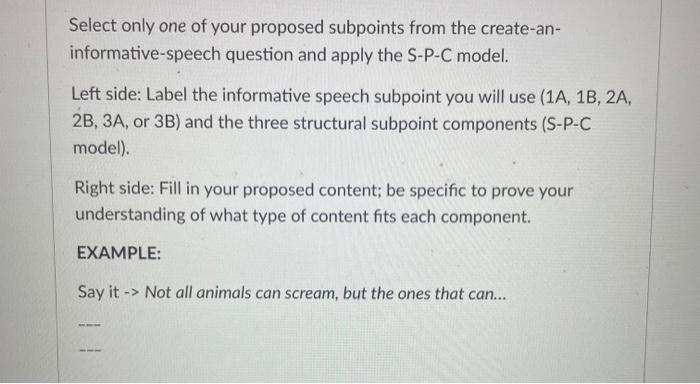 Select only one of your proposed subpoints from the | Chegg.com