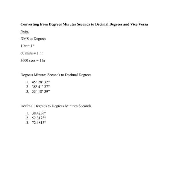 Solved Converting from Degrees Minutes Seconds to Decimal | Chegg.com