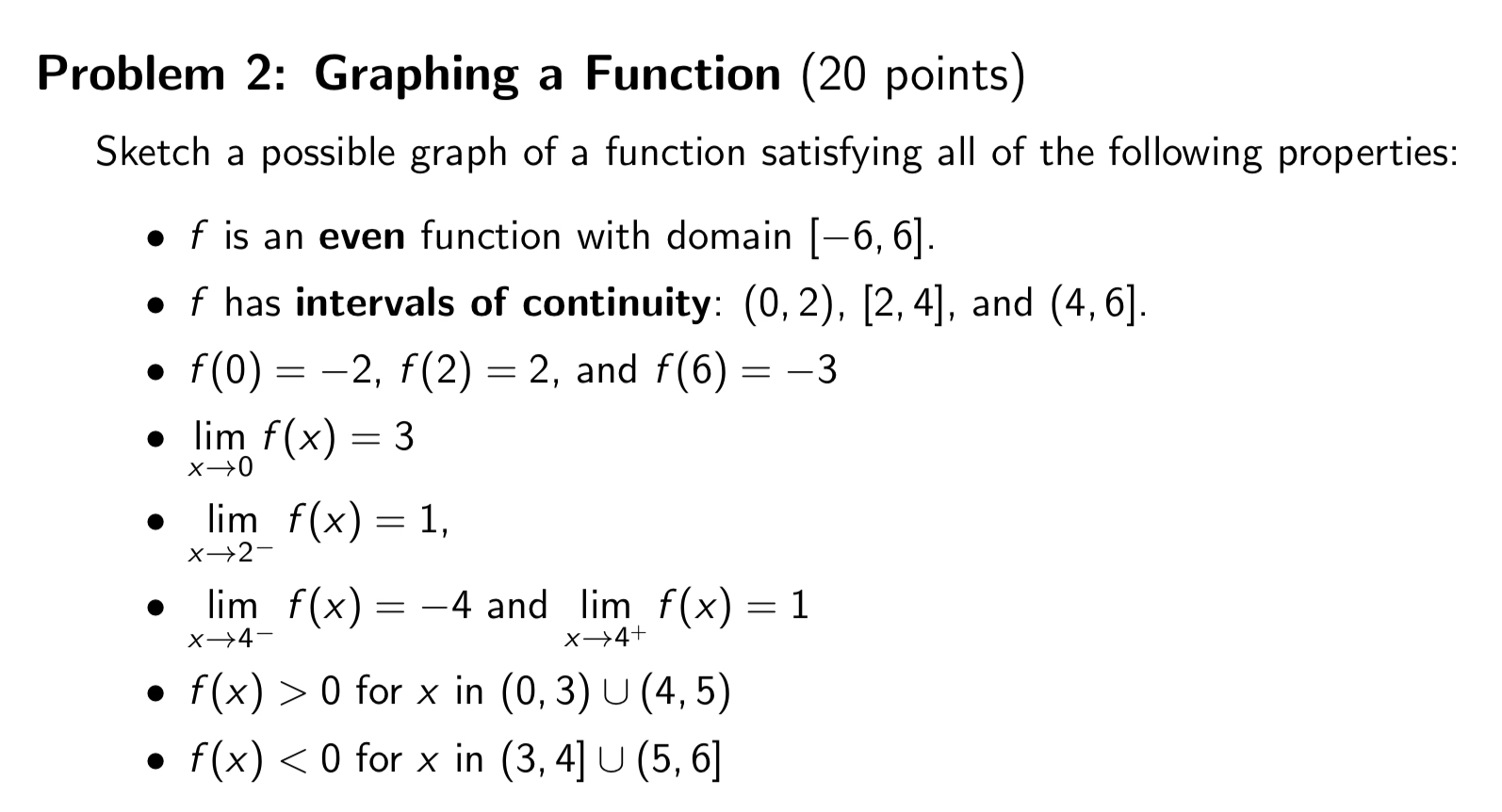 Solved Problem 2: Graphing a Function (20 ﻿points)Sketch a | Chegg.com