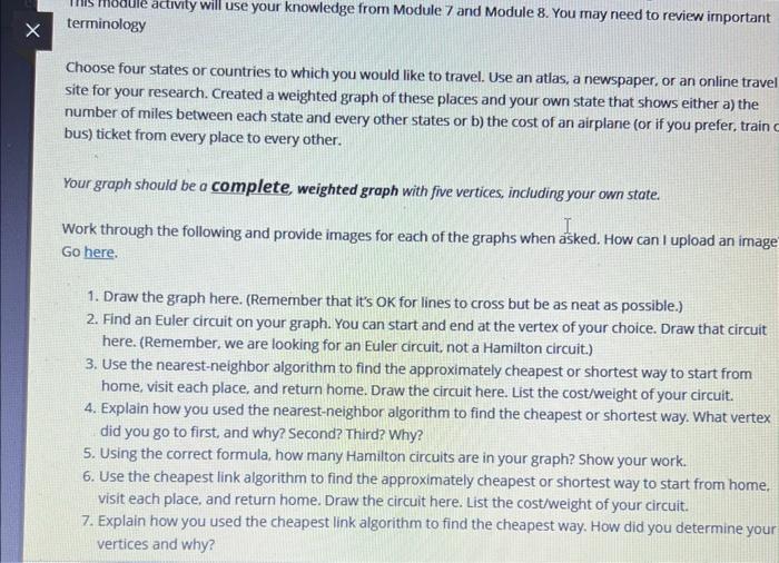 Solved This module activity will use your knowledge from | Chegg.com