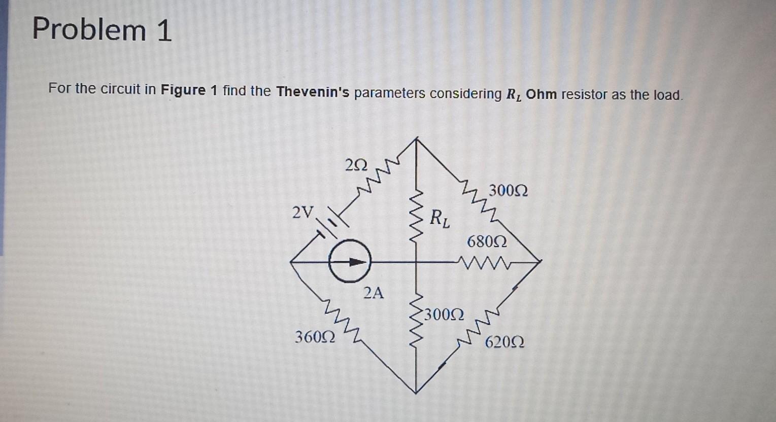 Solved For the circuit in Figure 1 find the Thevenin's | Chegg.com