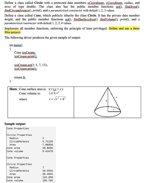 Solved Define a class called Circle with a protected data | Chegg.com