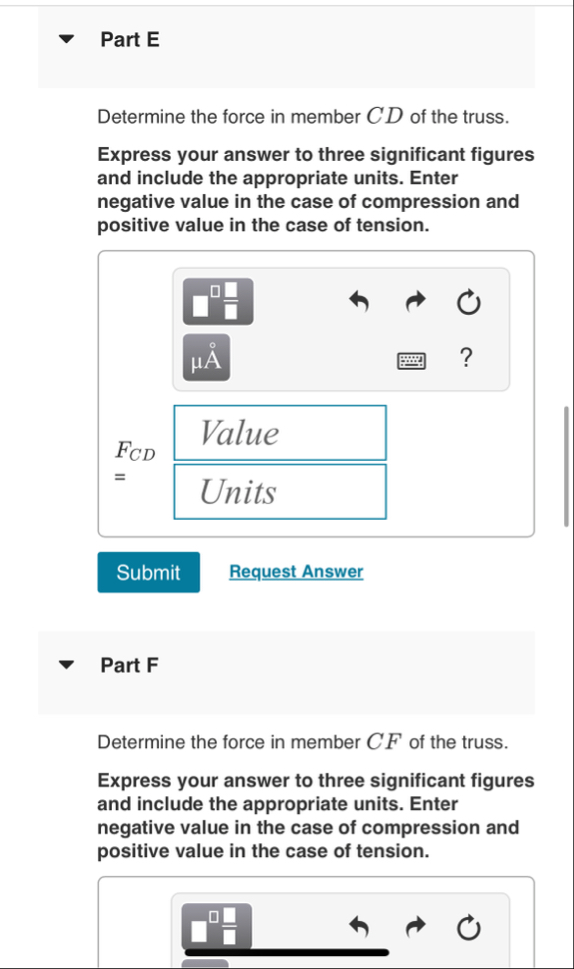 Part ADetermine the force in member AB ﻿of the | Chegg.com