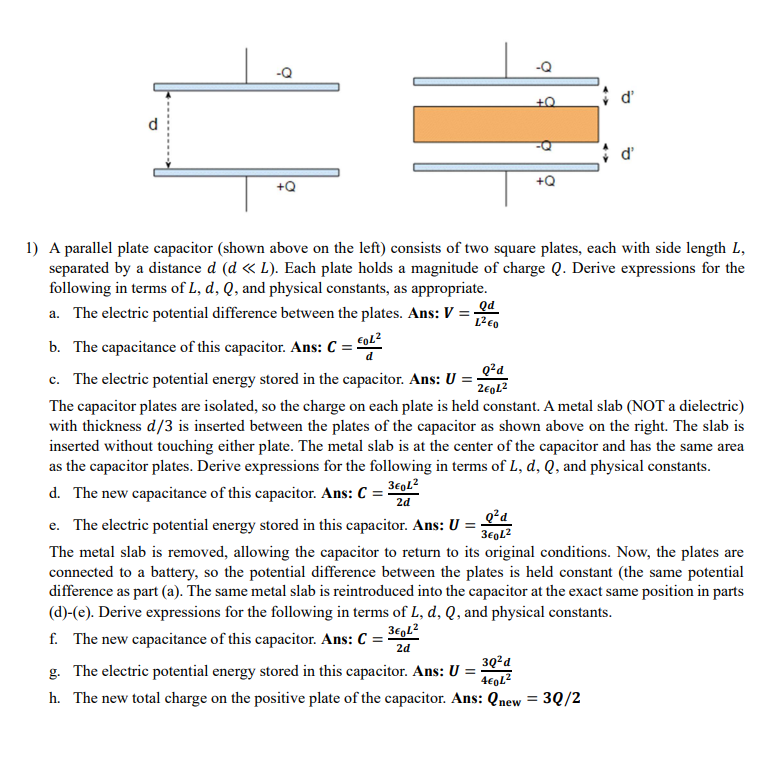 Solved Capacitance. Please solve these at an AP Physics C | Chegg.com