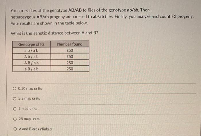 Solved For two genes, you perform a two-point test cross. In | Chegg.com