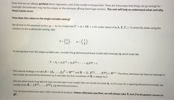 The multivariate linear model can be described via | Chegg.com