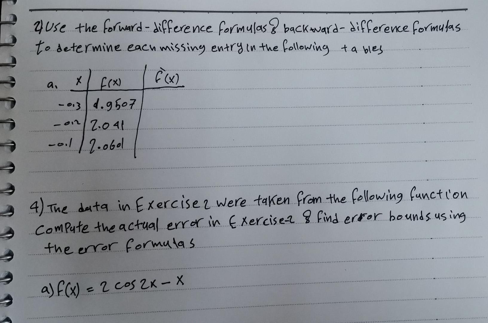 Solved y use the forward - difference formulas ? | Chegg.com