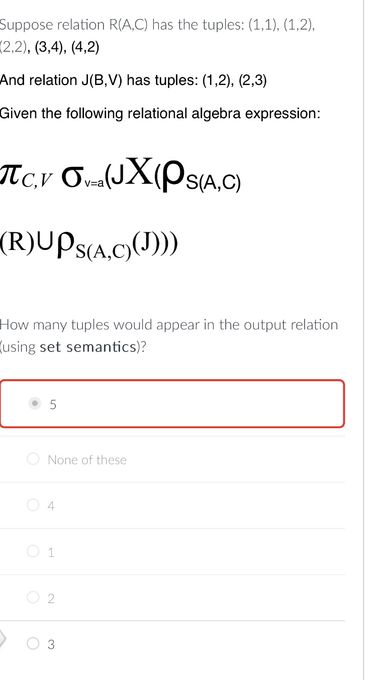 Solved Suppose Relation Rac ﻿has The Tuples 