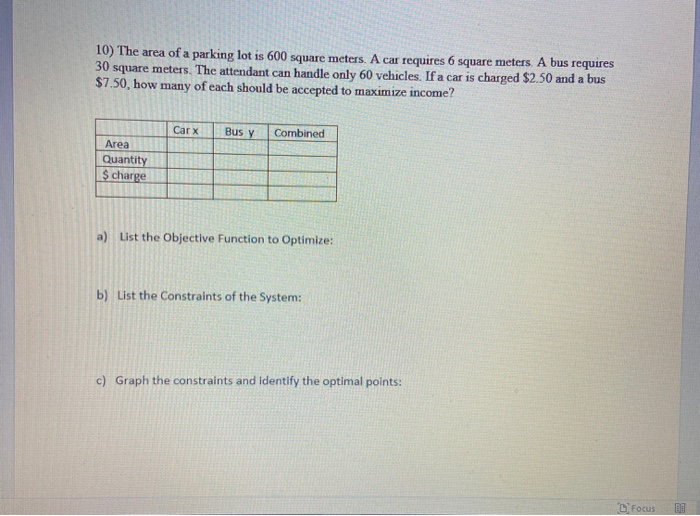Solved 10) The area of a parking lot is 600 square meters. A | Chegg.com