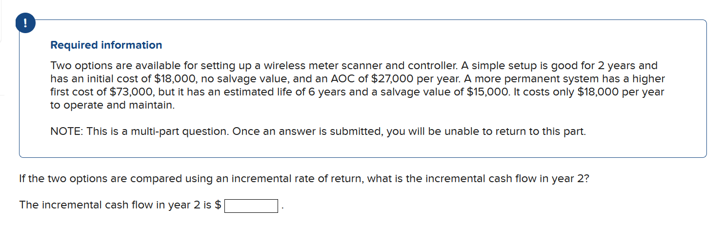 Solved !Required informationTwo options are available for | Chegg.com