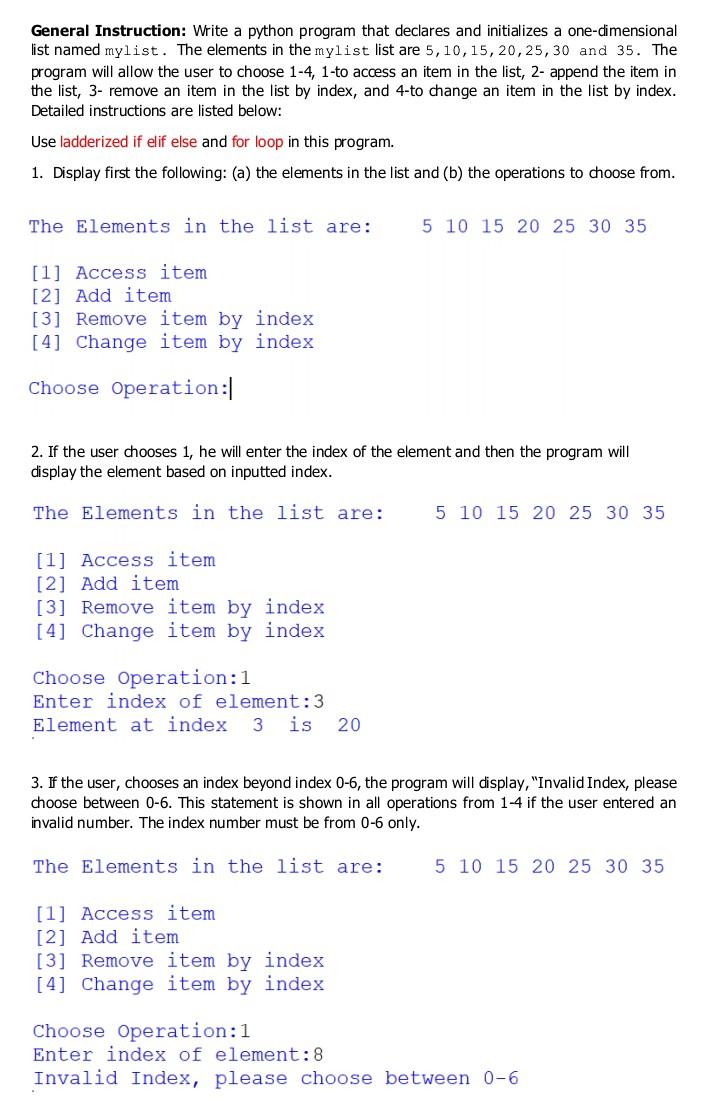 Solved General Instruction: Write a python program that | Chegg.com