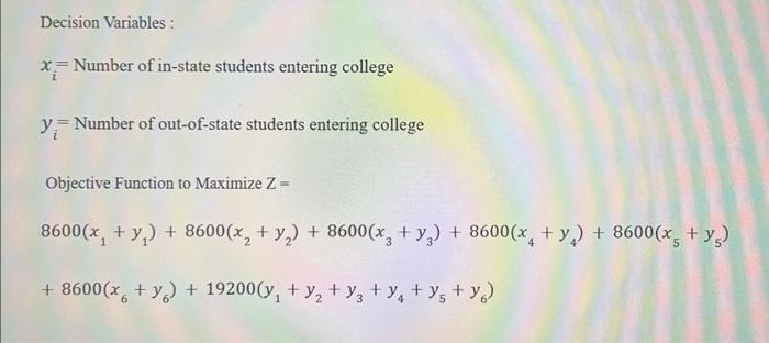 Solved Constraints Total number of students admitted cannot | Chegg.com