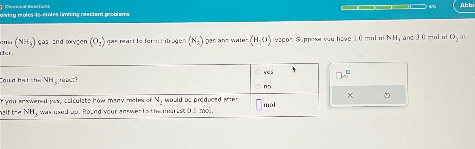 Solved Chemical Reactionsolving moles-to-moles limiting | Chegg.com