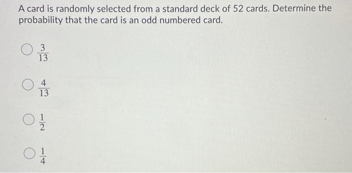 Solved A card is randomly selected from a standard deck of | Chegg.com