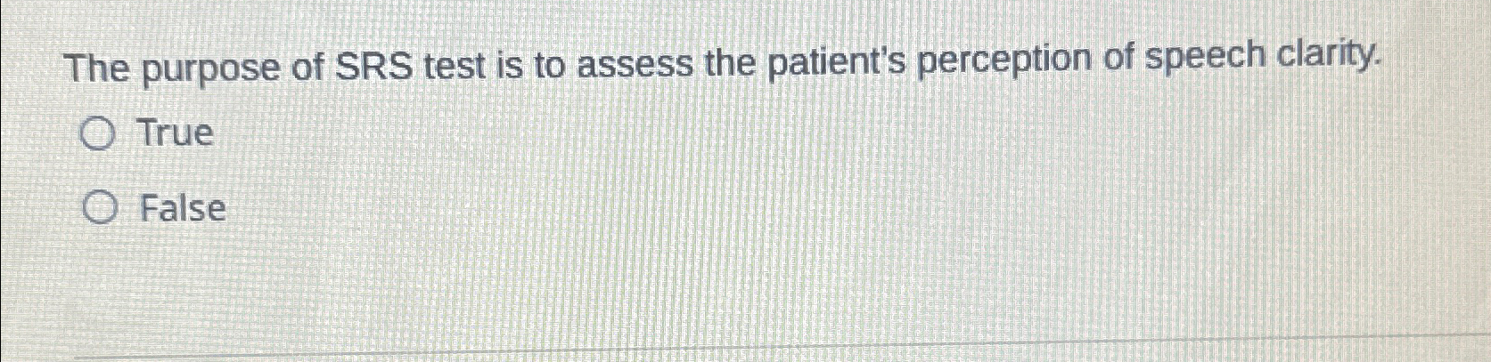 Solved The purpose of SRS test is to assess the patient's | Chegg.com