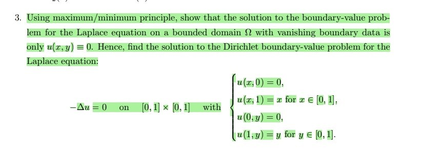 Solved 3. Using maximum/minimum principle, show that the | Chegg.com