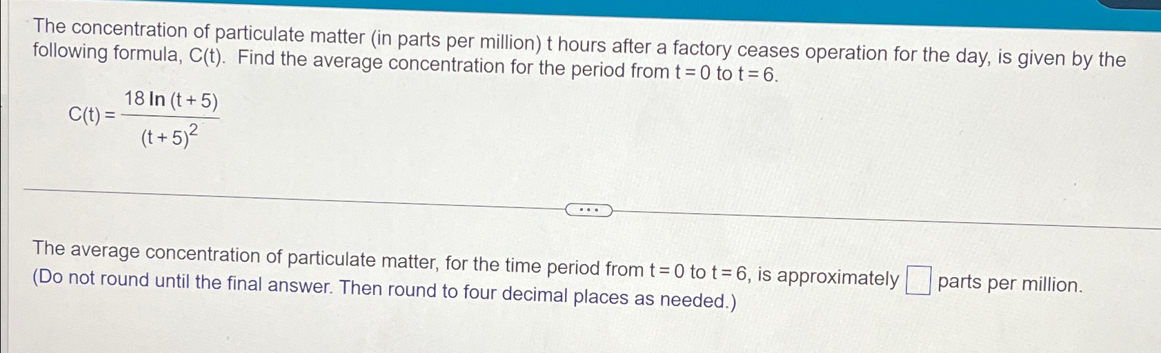 Solved The concentration of particulate matter (in parts per | Chegg.com