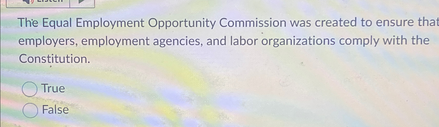 Solved The Equal Employment Opportunity Commission was | Chegg.com