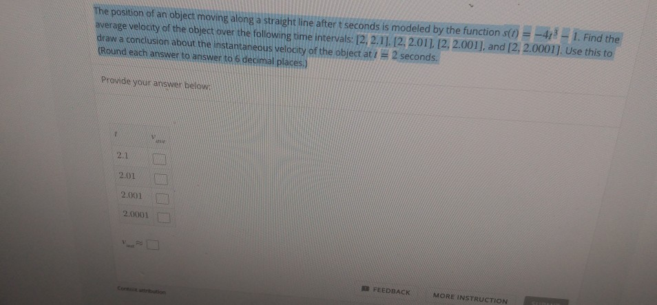 Solved The Position Of An Object Moving Along A Straight