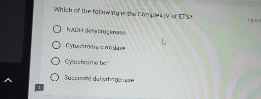 Solved Which of the following is the Complex IV of ETS?NADH | Chegg.com