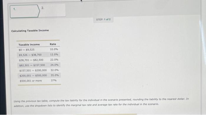 Solved Calculating Taxable Income Using the previous tax | Chegg.com