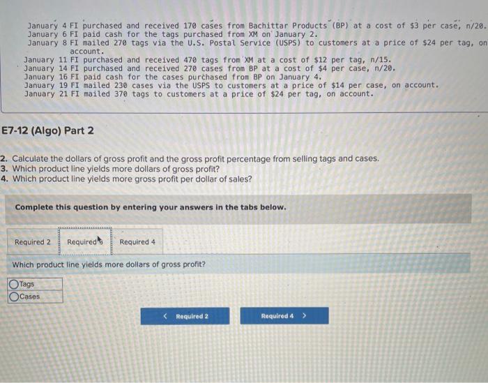 Solved Required information E7-12 (Algo) Using FIFO for | Chegg.com